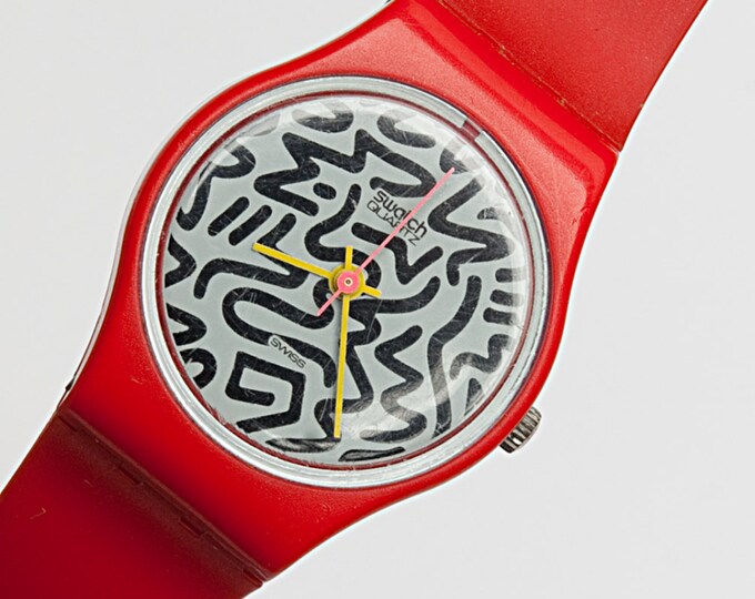 Vintage Squiggly Swatch Working Watch Red Squiggly Watch Women All ...