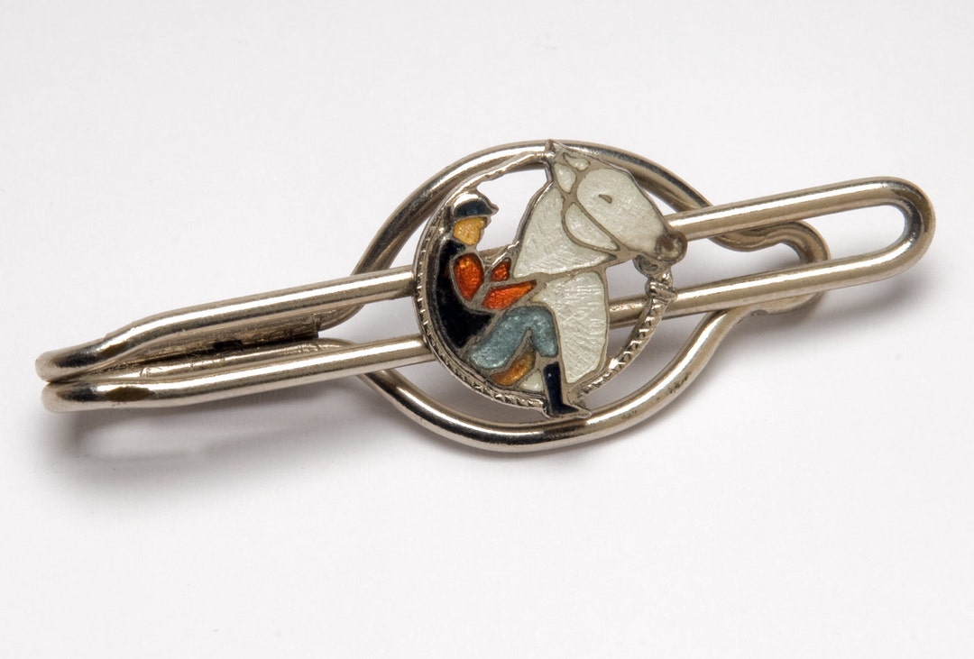 Vintage Tie Bar Clip Jockey and Horse Enamel Filled Novelty - Etsy
