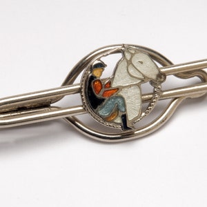 Vintage Tie Bar Clip Jockey and Horse Enamel Filled Novelty - Etsy
