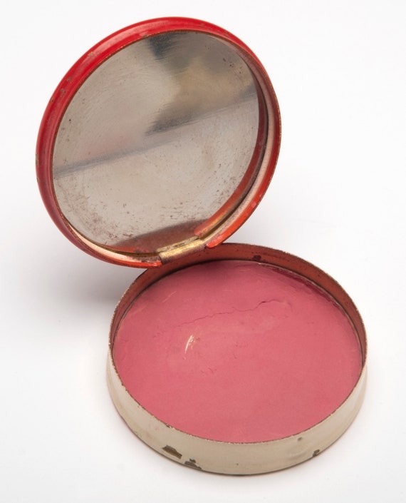 Vintage tin a rouge compact Natural blush/rouge red &… - Gem