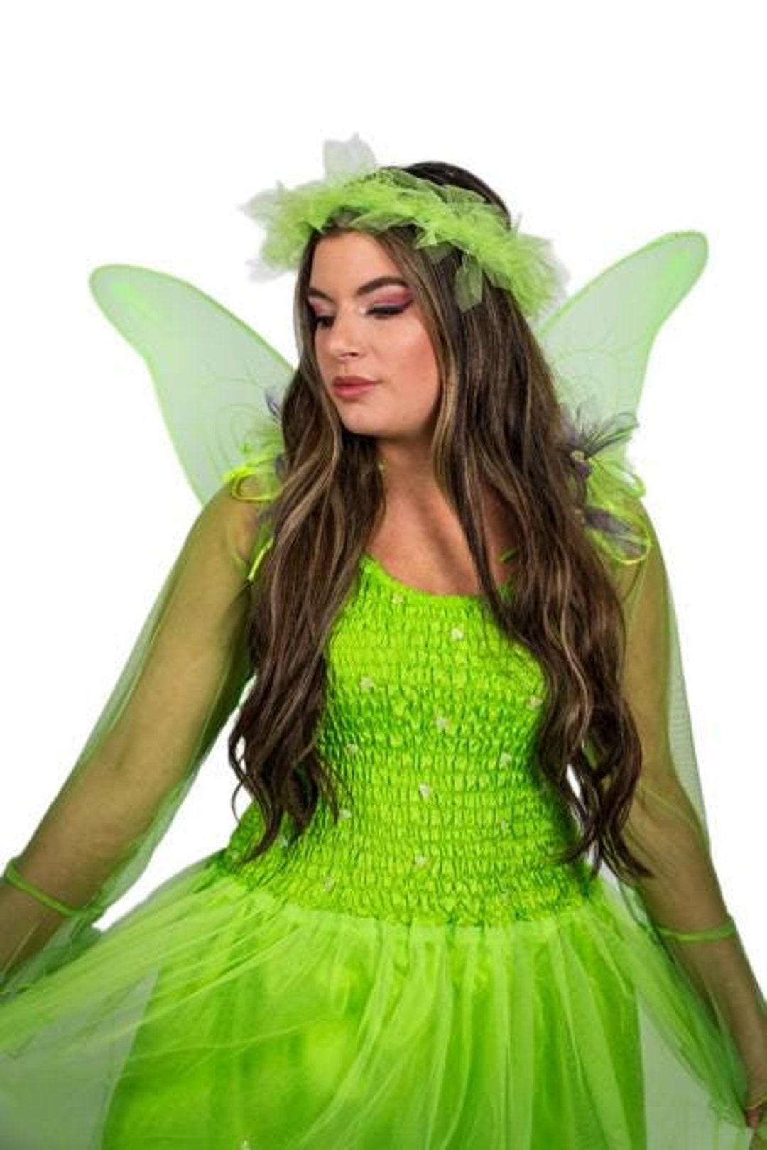 Woman's BONICA Tinker-bell Dress, Wings and Tulle Headpiece Costume ...