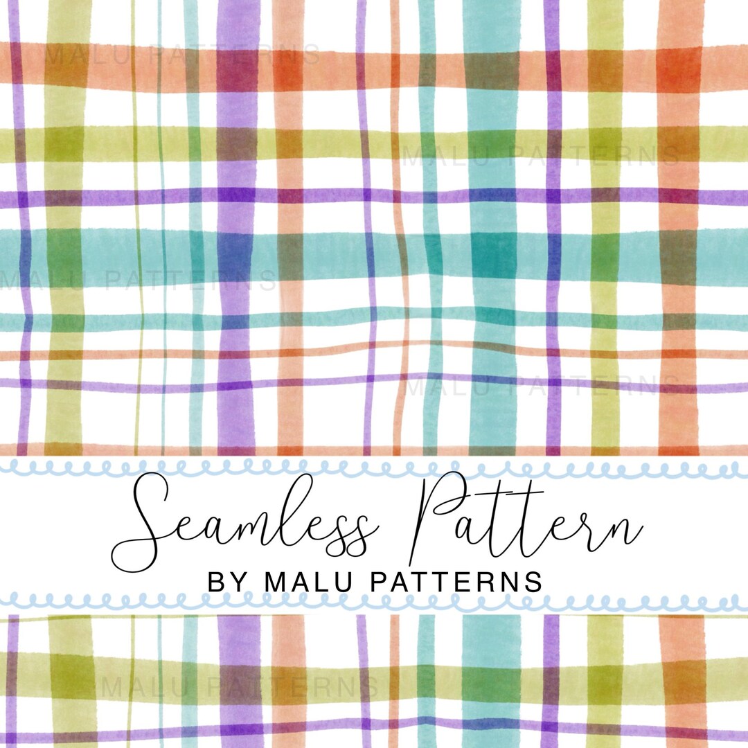 Hand Drawn Plaid Pattern, Watercolor Tartan, Seamless Design (digital ...