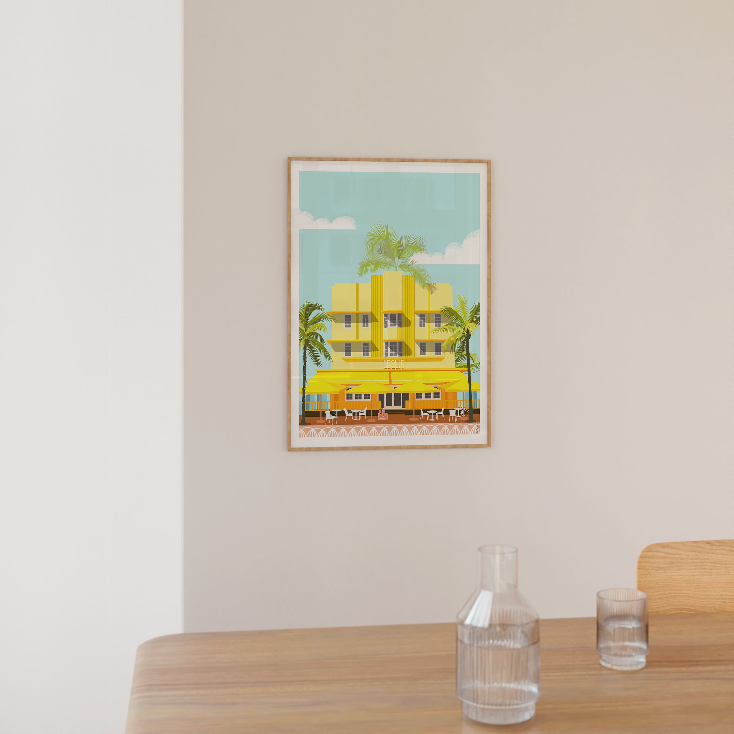 Poster Leslie Hotel Miami, Art Deco Miami Vintage Poster - Etsy