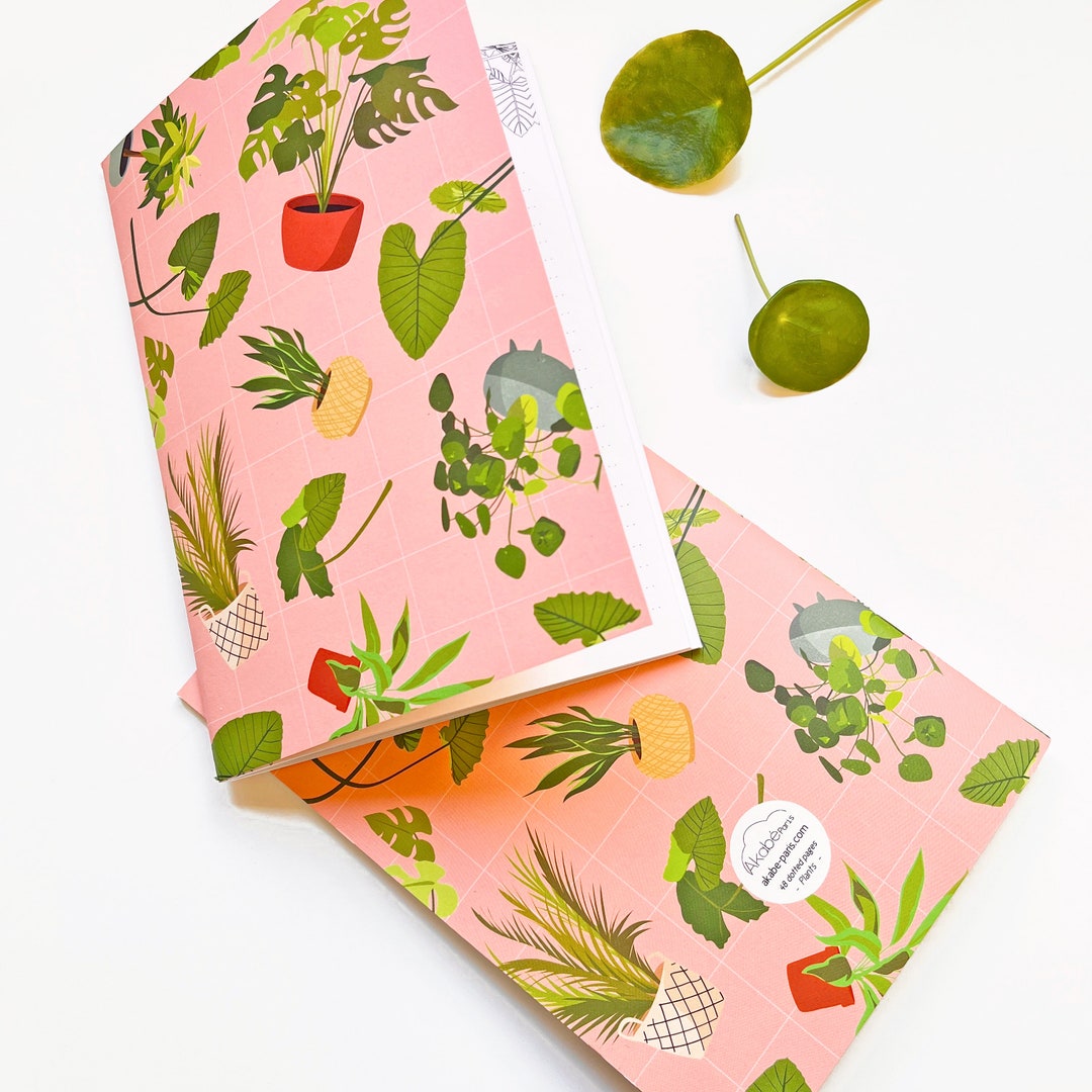Plants Pattern Notebook A5, Plants Lover Gift, Botanical Recycled Paper ...