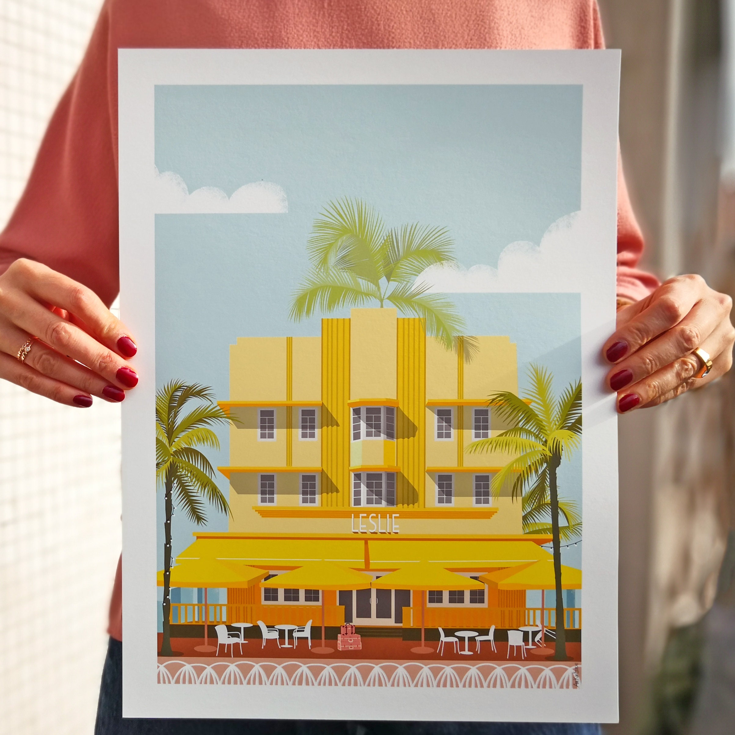 Poster Leslie Hotel Miami, Art Deco Miami Vintage Poster - Etsy
