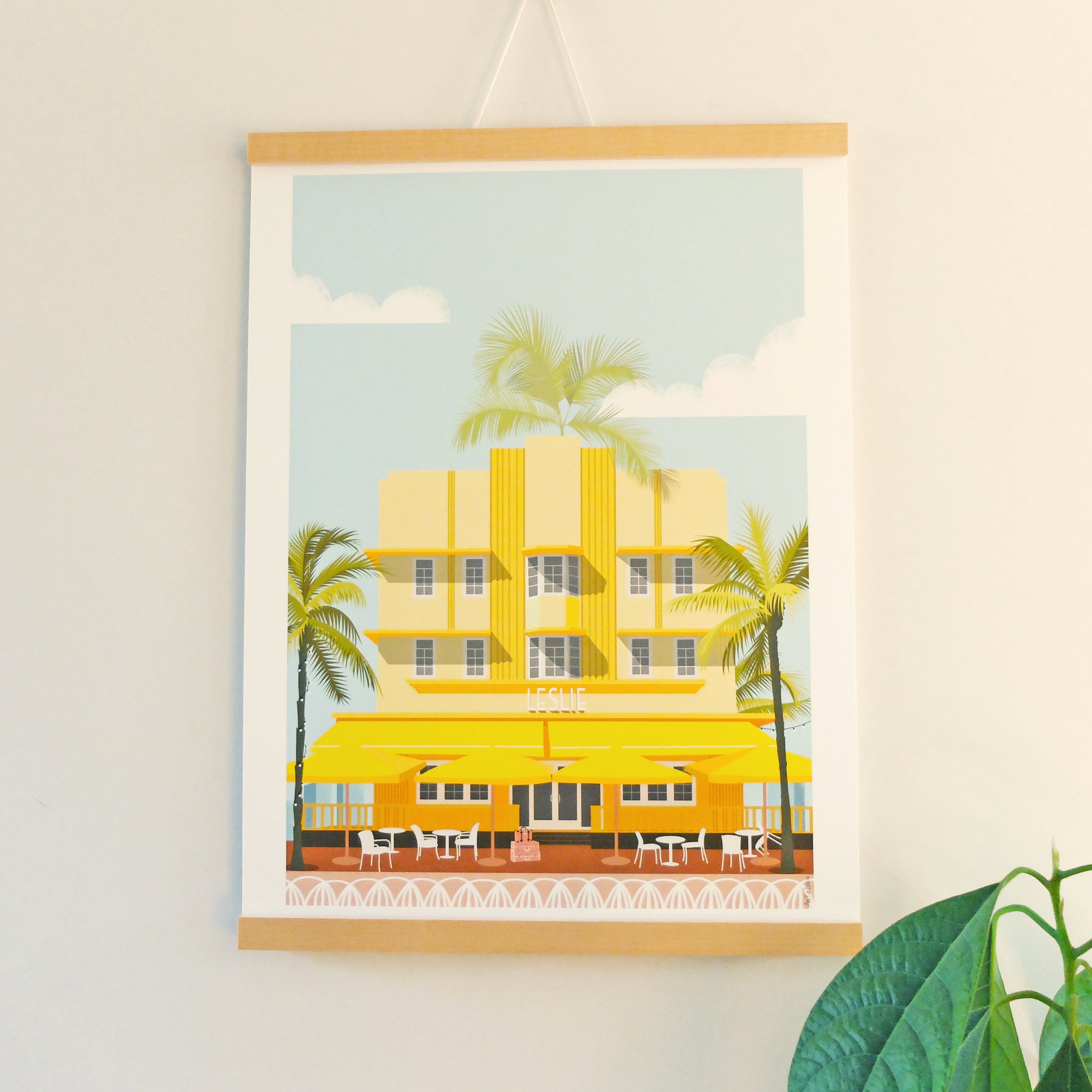 Poster Leslie Hotel Miami, Art Deco Miami Vintage Poster - Etsy