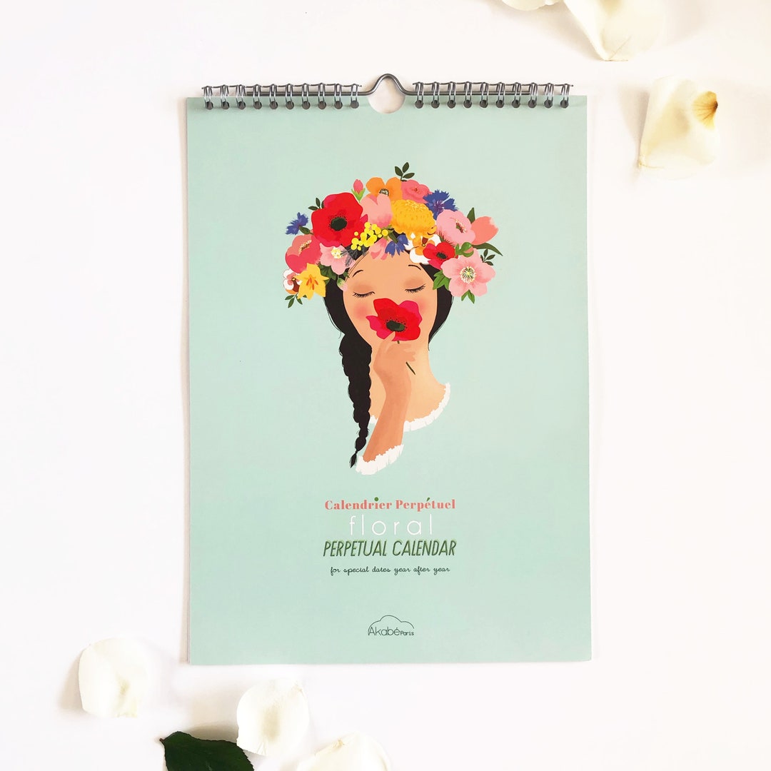 Floral Perpetual Calendar - Birthdays Calendar - Anniversaries Calendar ...