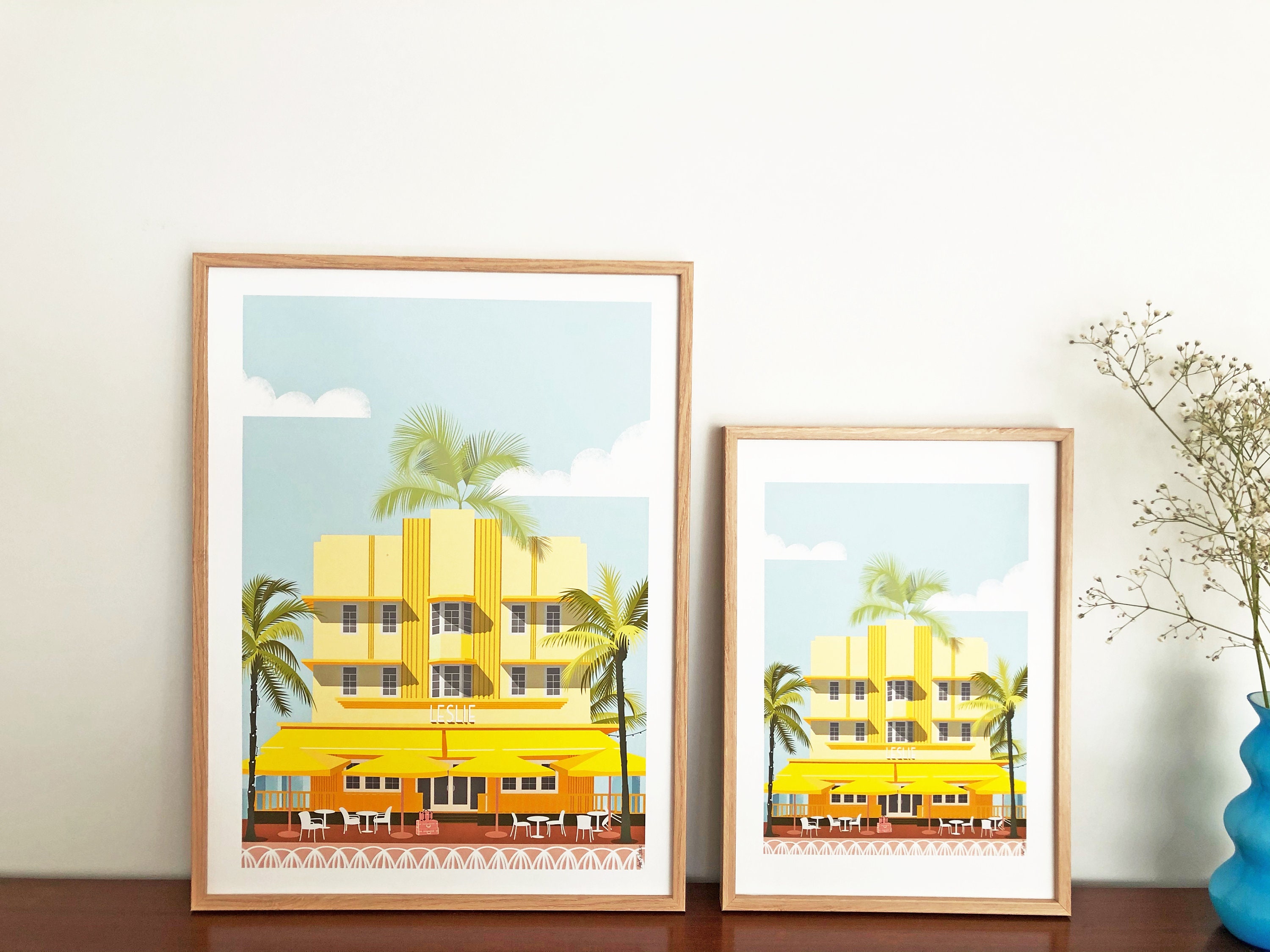 Poster Leslie Hotel Miami, Art Deco Miami Vintage Poster - Etsy