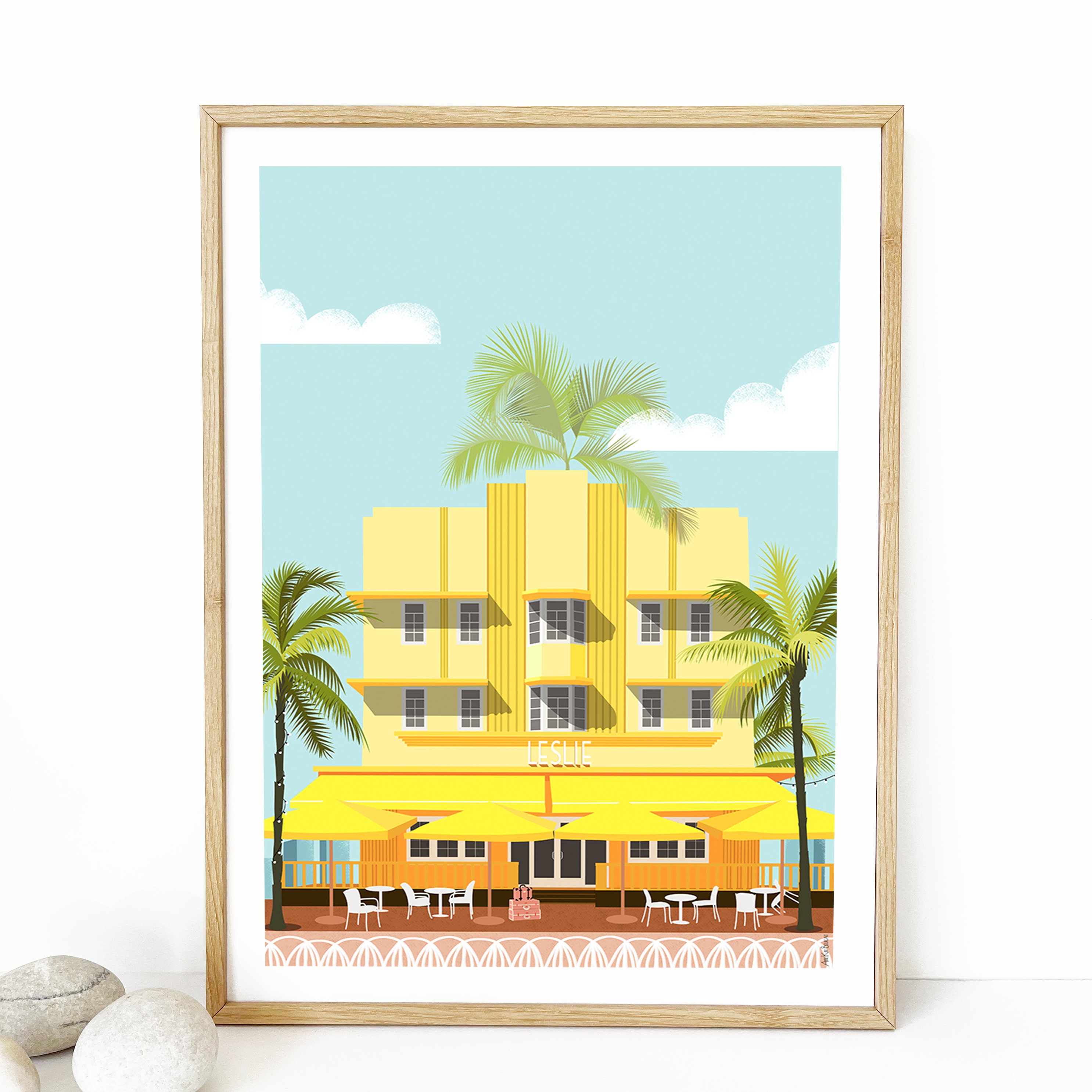 Poster Leslie Hotel Miami, Art Deco Miami Vintage Poster - Etsy