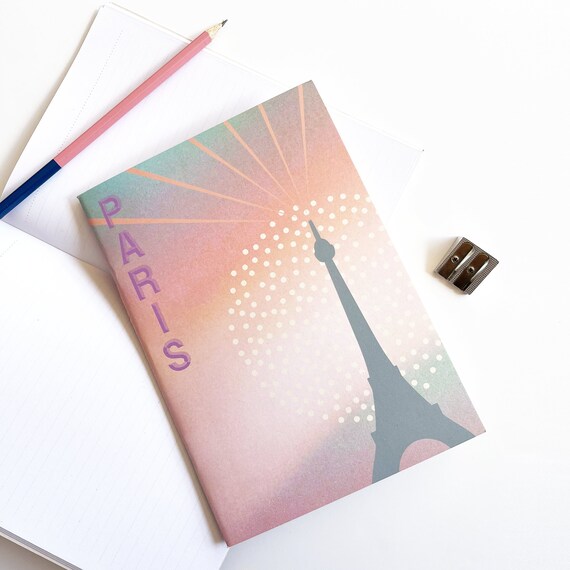 Paris Notebook A5 Eiffel Tower Paris Lined Notebook Recycled - Etsy