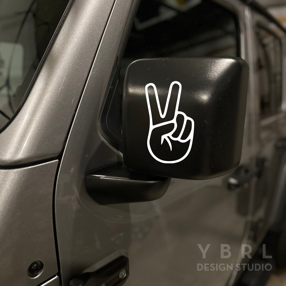 Wave Mirror Decal set of 2, Peace Sign, Choose Color and Text, Fully ...