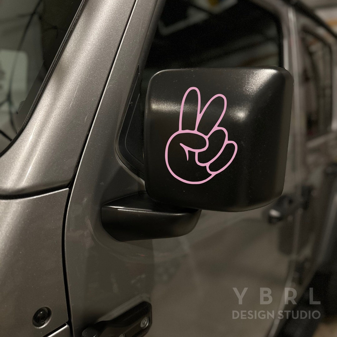 Wave Mirror Decal set of 2, Bubble Peace Sign, Choose Color and Text ...