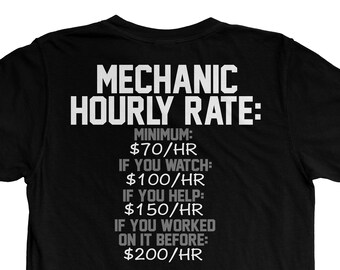 Mechanic Rate Shirt | Etsy