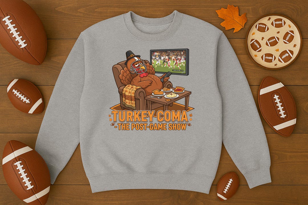 Turkey Coma Sweatshirt: Funny Thanksgiving Football Pullover - Etsy
