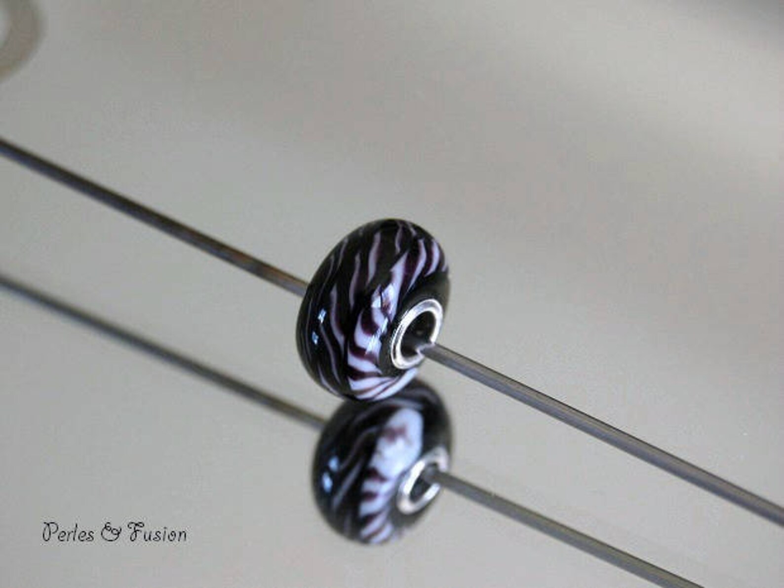 Glass Bead Spun Torch Big Hole Silver Zebra - Etsy