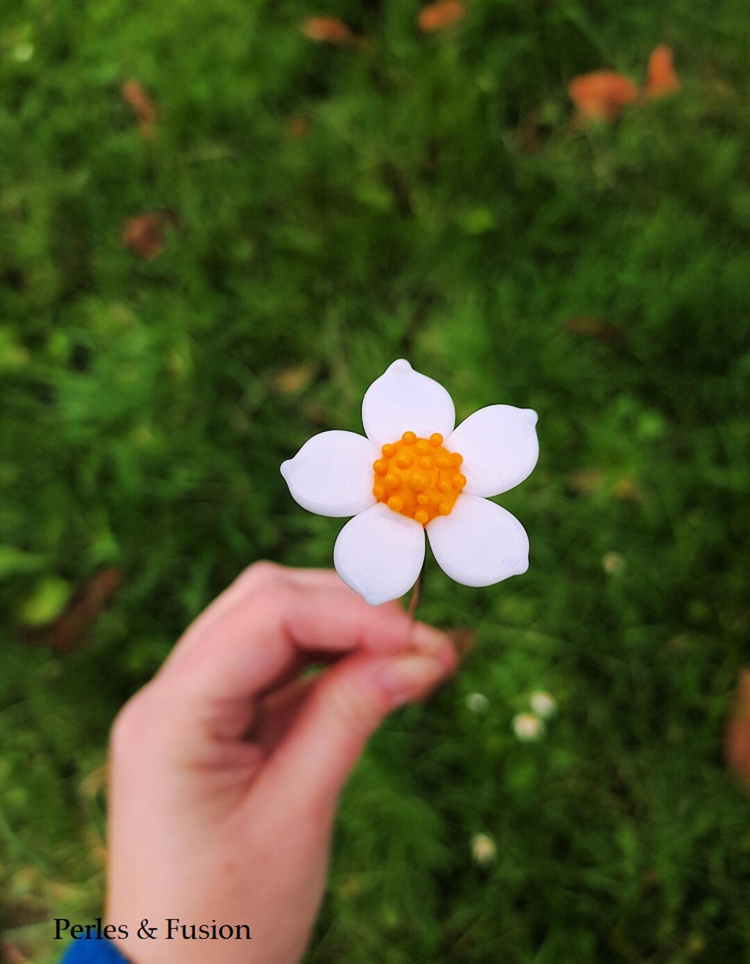 White Glass Flower, Murano Glass Flower to Plant, Glass Flower on Stem ...
