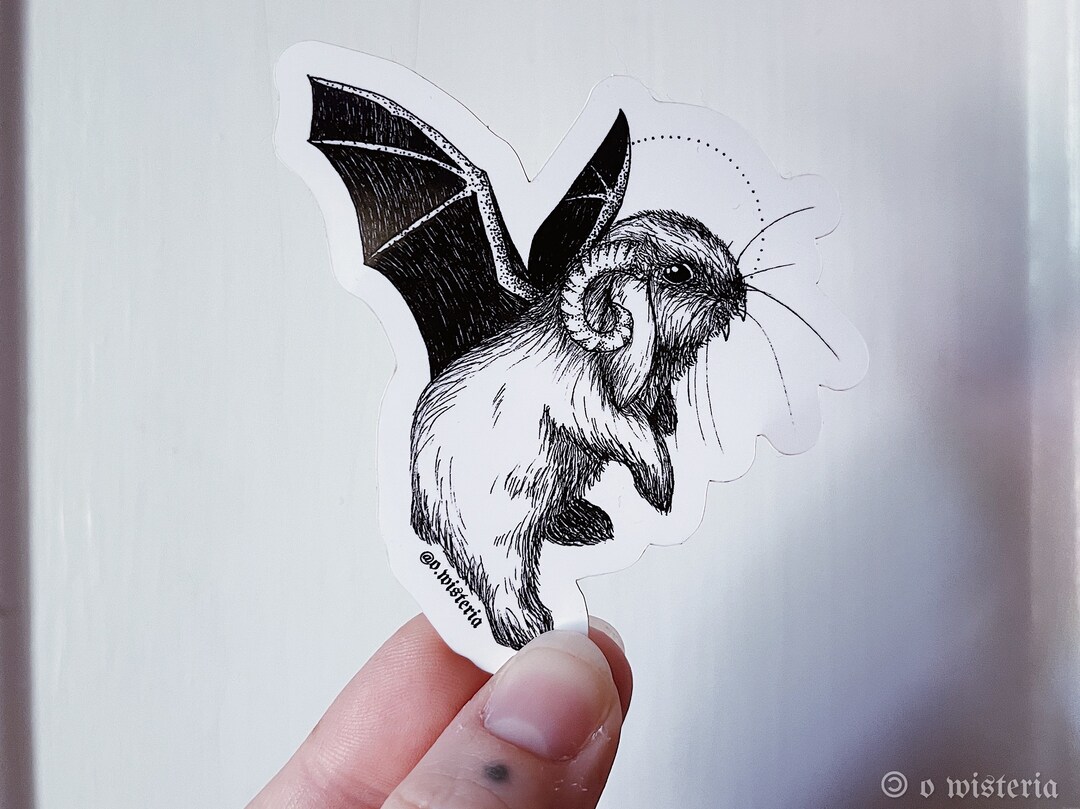 Cryptid Sticker Waterproof Original Illustration Spooky Rabbit Bat Art ...