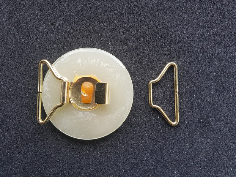 Vintage Belt Buckle Matt White Shimmering Mother-of-pearl Imitation ...