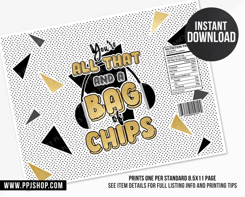 INSTANT DOWNLOAD 90s Hip Hop Chip Bag Labels All That and A | Etsy