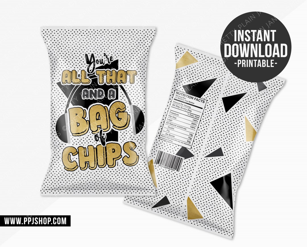 INSTANT DOWNLOAD 90s Hip Hop Chip Bag Labels All That and A Bag of ...