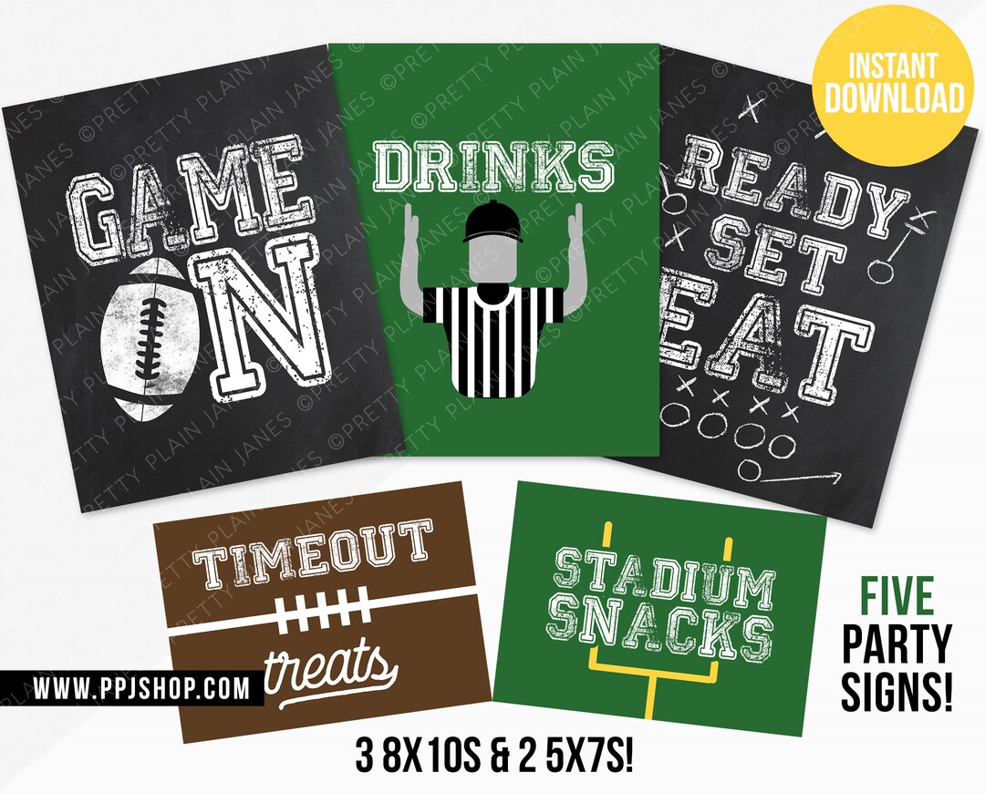 INSTANT DOWNLOAD Football Party Signs Football Birthday Printable Decor ...