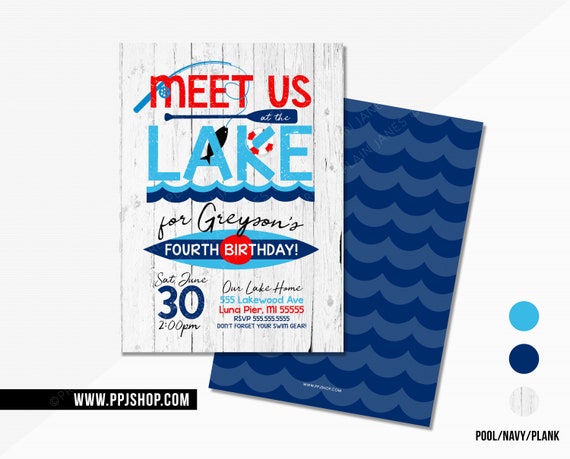 Lake Birthday Party Invitation | 4th of July Lake Party | Digital Lake ...