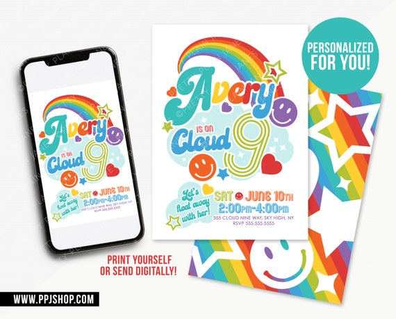 Cloud 9 Birthday Invitation | Cloud 9 Birthday Party | Cloud Nine ...