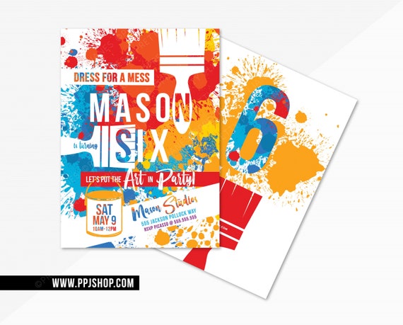 Splatter Paint Party Invitation | Glow Paint Party Invite | Art Rainbow ...