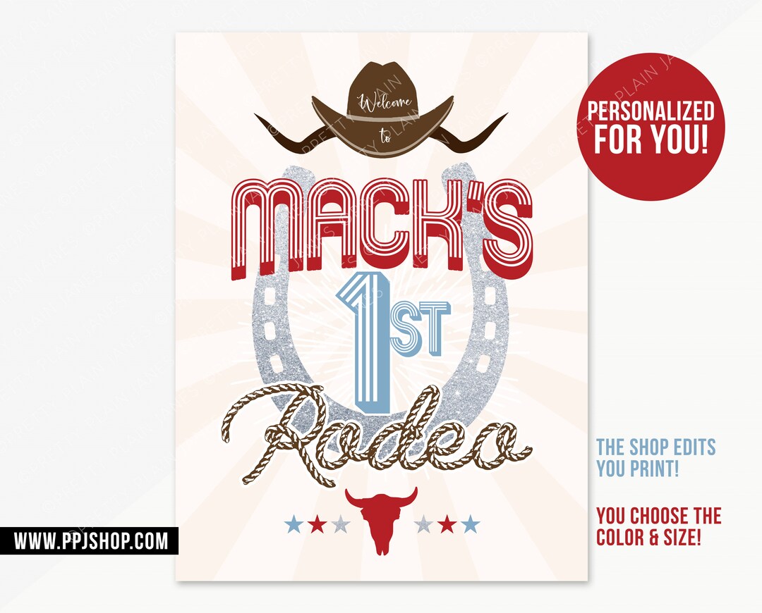 Rodeo Printable Welcome Sign 1st Rodeo Welcome Sign Cowboy - Etsy