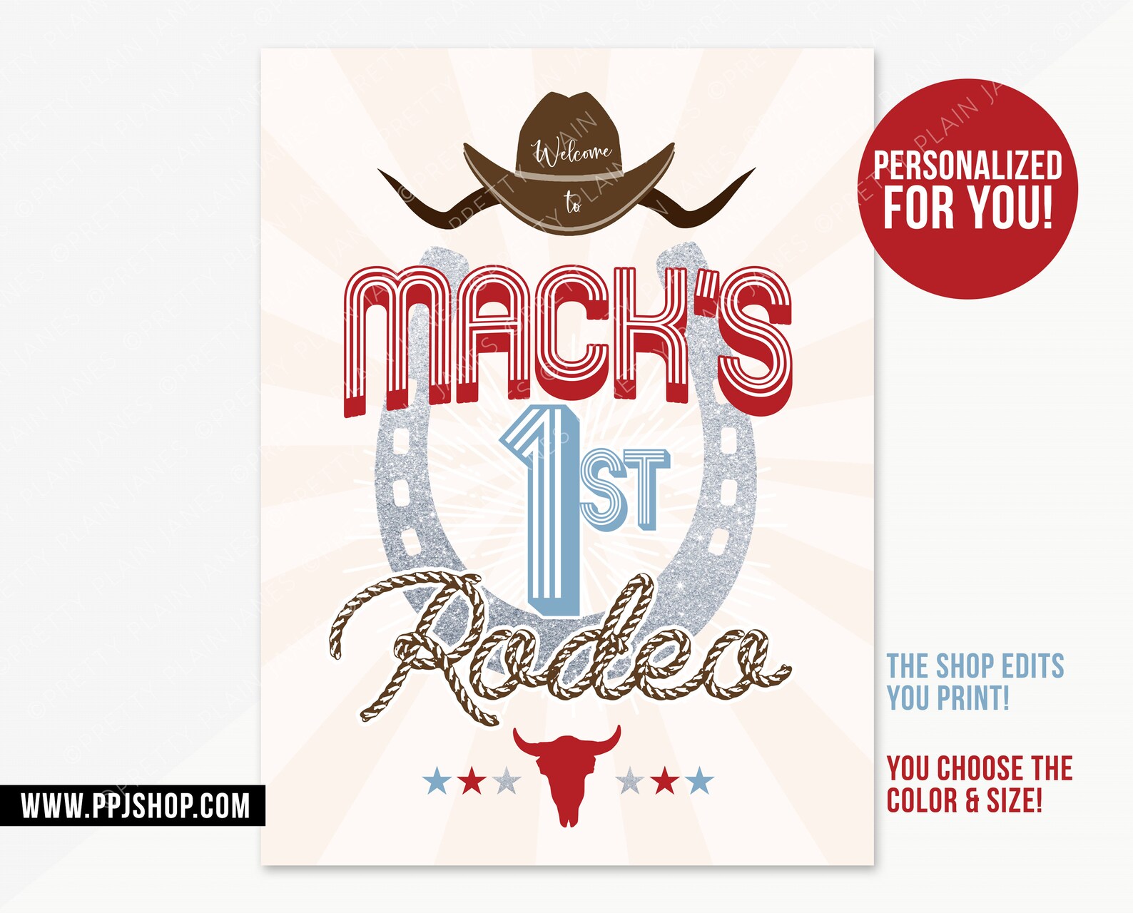 Rodeo Printable Welcome Sign 1st Rodeo Welcome Sign Cowboy | Etsy