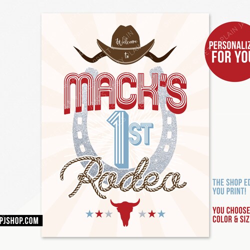 Rodeo Printable Welcome Sign 1st Rodeo Welcome Sign Cowboy - Etsy