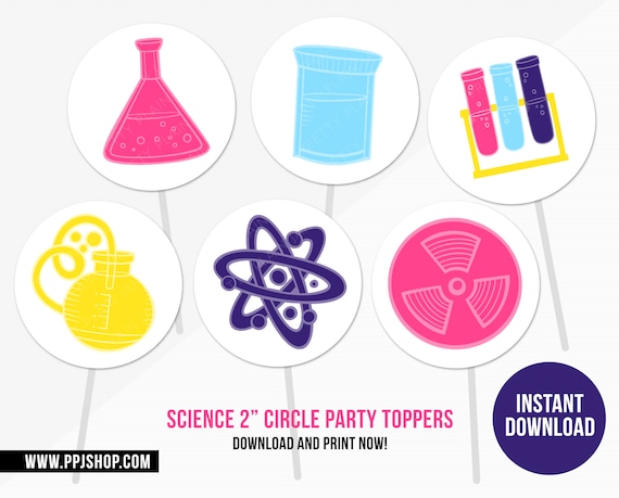 INSTANT DOWNLOAD Science Toppers | Printable 2" Circle Mad Scientist ...