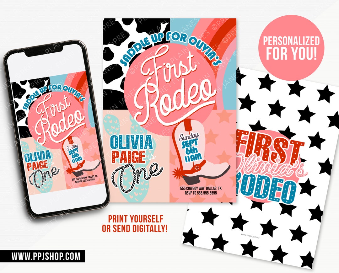 My First Rodeo Birthday Invitation Pink 1st Rodeo Invite - Etsy