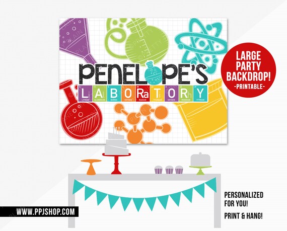 Science Birthday Backdrop | Large Chemistry Backdrop | Mad Scientist ...