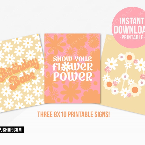 Flower Child Birthday Party Signs - Etsy
