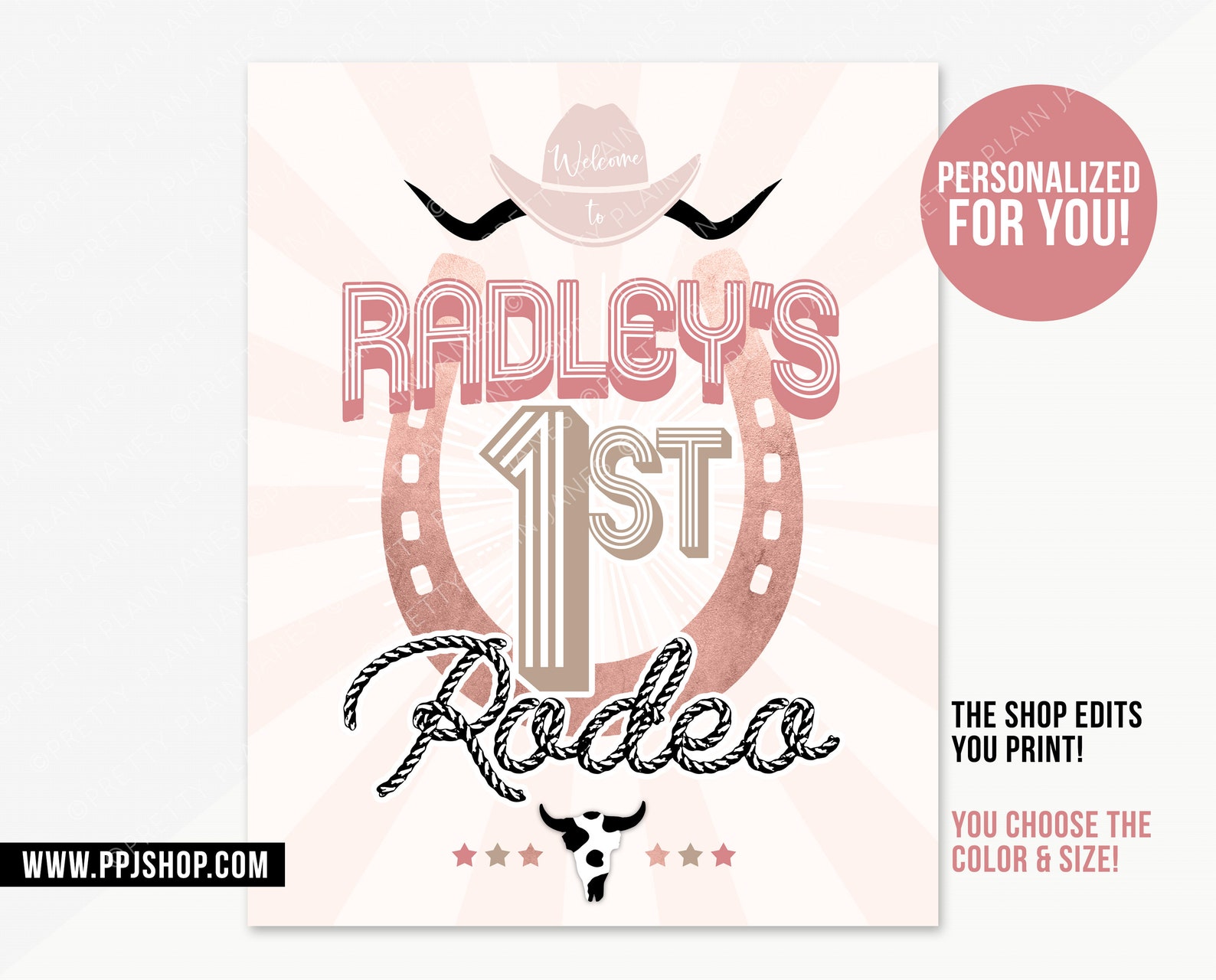 Rodeo Printable Welcome Sign 1st Rodeo Welcome Sign Cowboy | Etsy