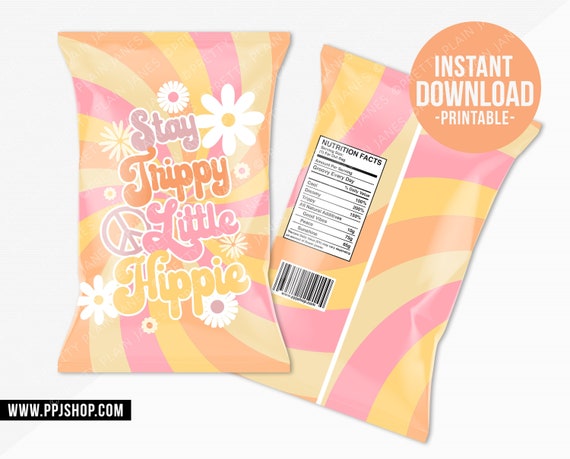 INSTANT DOWNLOAD Hippie Flower Power Chip Bag Printable | Groovy Party ...