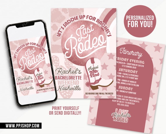 Last Rodeo Bachelorette Invitation | Last Ride Bachelorette Printable ...