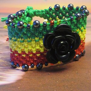 Rasta Hemp Cuff Bracelet - Etsy