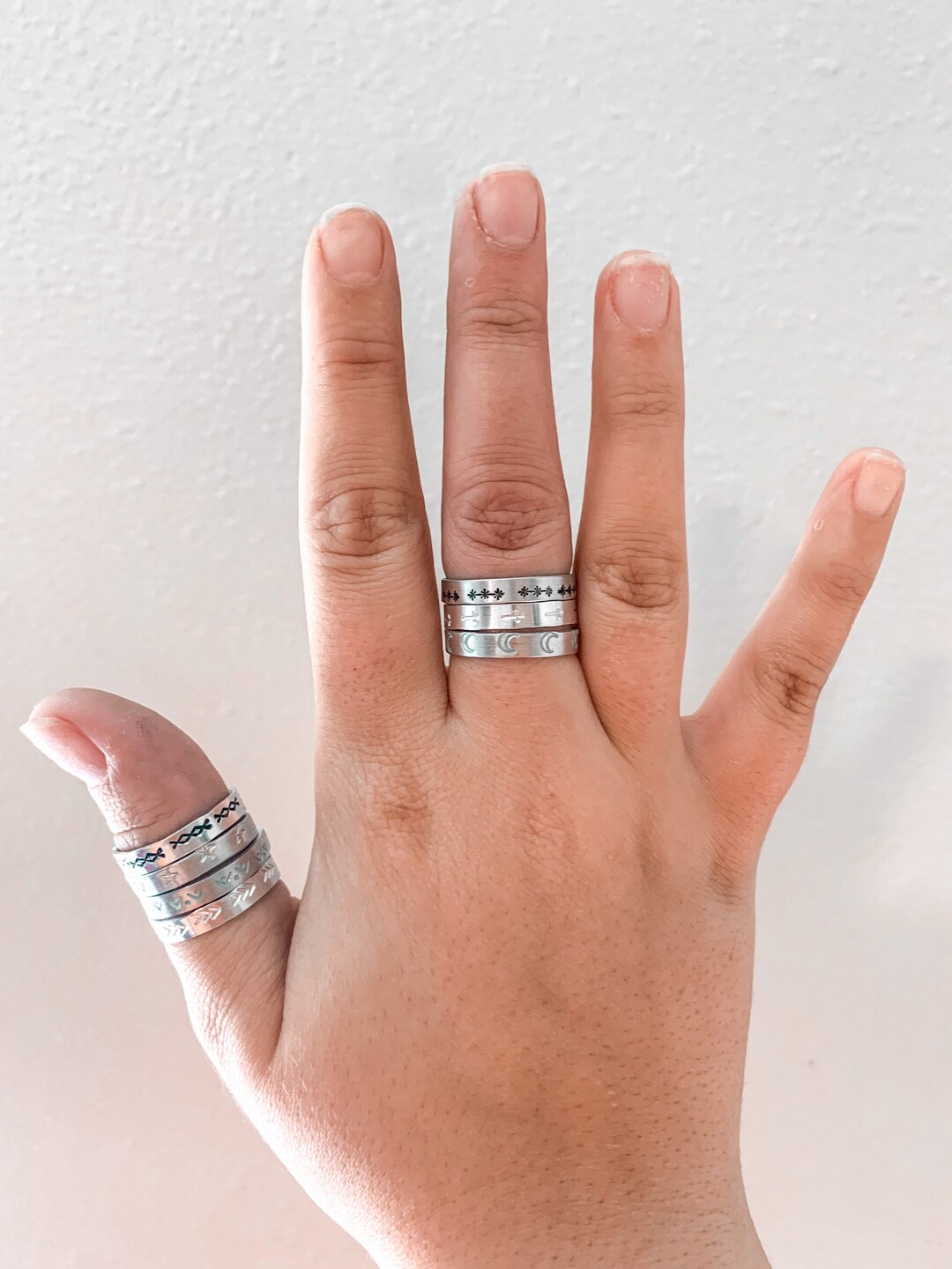 Stackable Western Ultra Thin Band Hand Stamped Metal Ring - Etsy