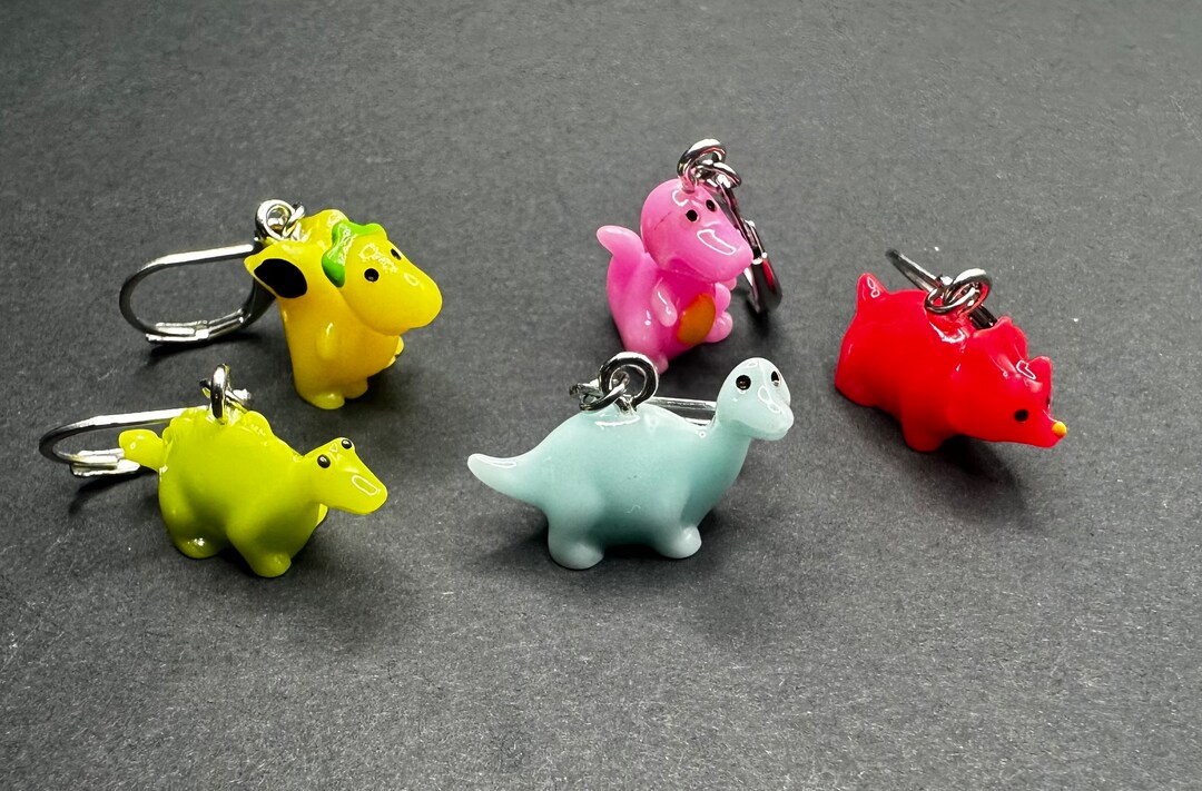 Stitch Markers Dinosaur Charm, Dino Stitch Marker Set, Knitting Stitch ...
