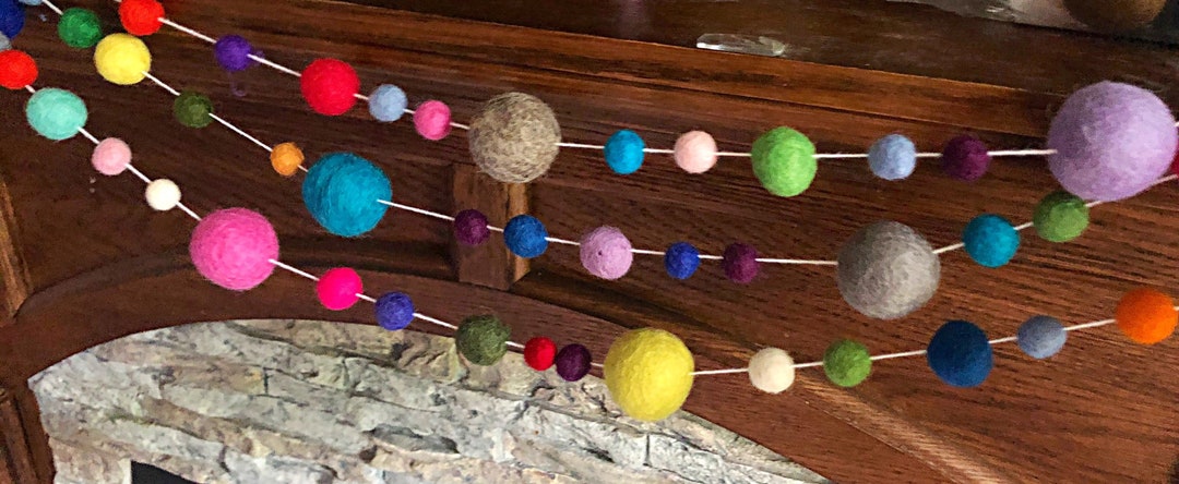 Christmas Garland, Multi Color Garland, Felt Ball Garland, Pom Pom ...