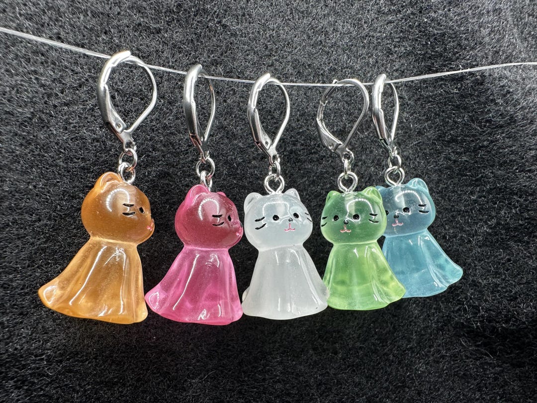 Stitch Markers, Glow in the Dark Ghost Cats Stitch Marker, Knitting ...