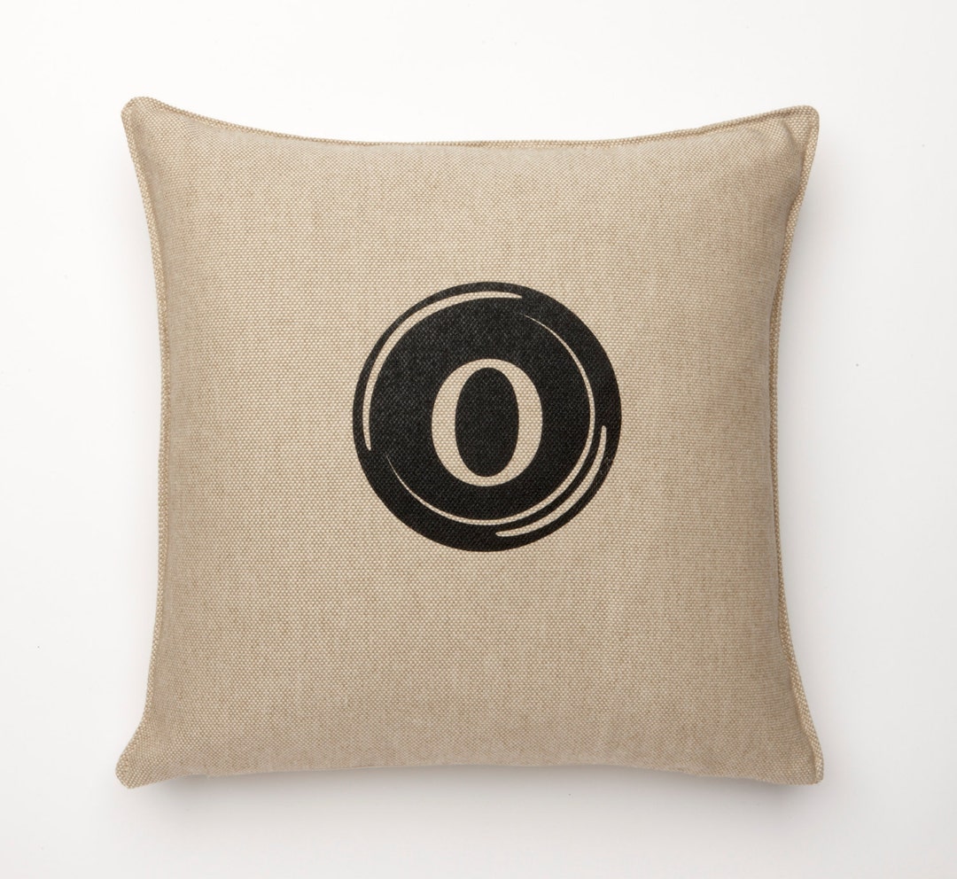 Retro Typewriter O Font Letter Cover Only Pillow Black on a Beige ...