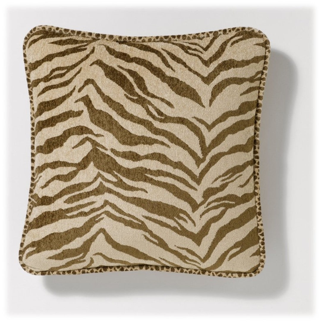 Zebra Cover Only Pillow 18"x18" in Brown on Beige Background With a ...