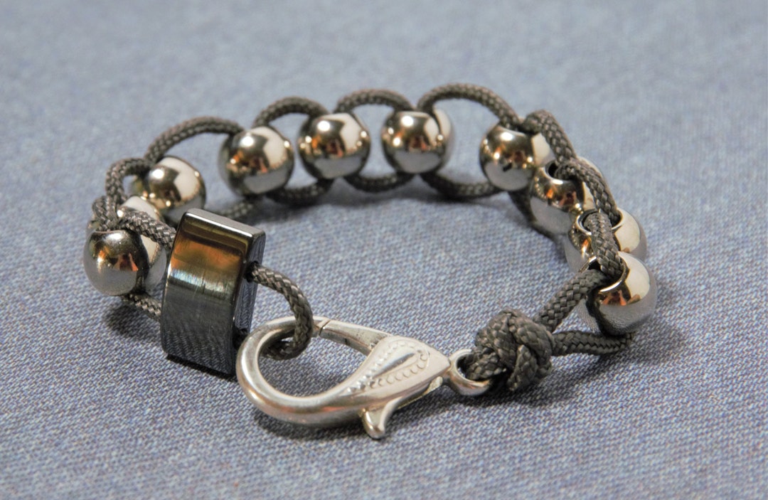 Gray Anxiety Support Bracelet, Fidget Bracelet, Silver Bead Fidget ...