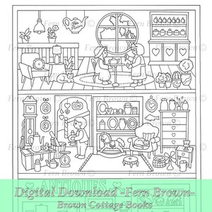 Doll House Coloring Page Thrift Shopping Instant Download Line Art ...