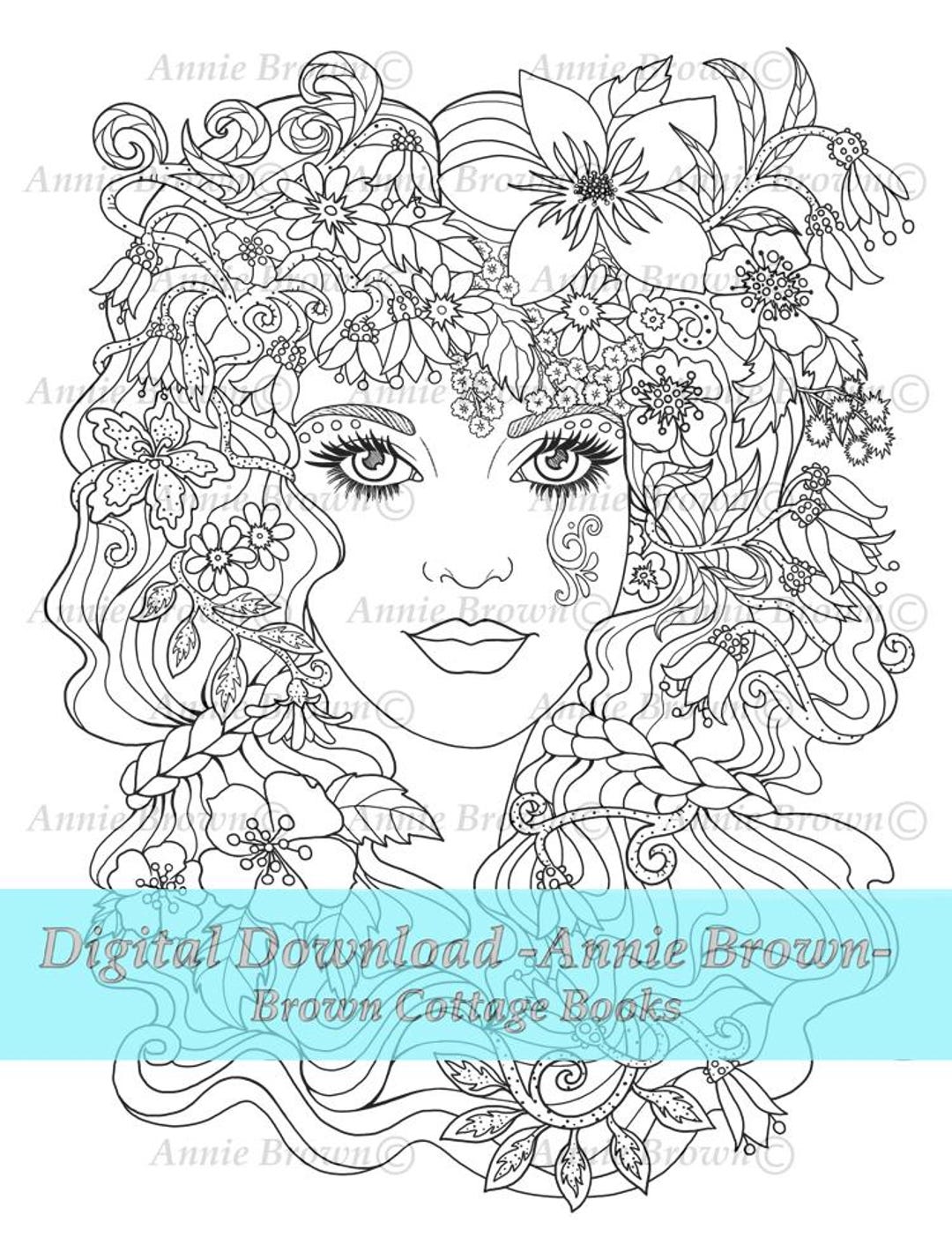 Tattoo Fairy Maiden Coloring Page, Printable Hand-drawn Fantasy Woman ...