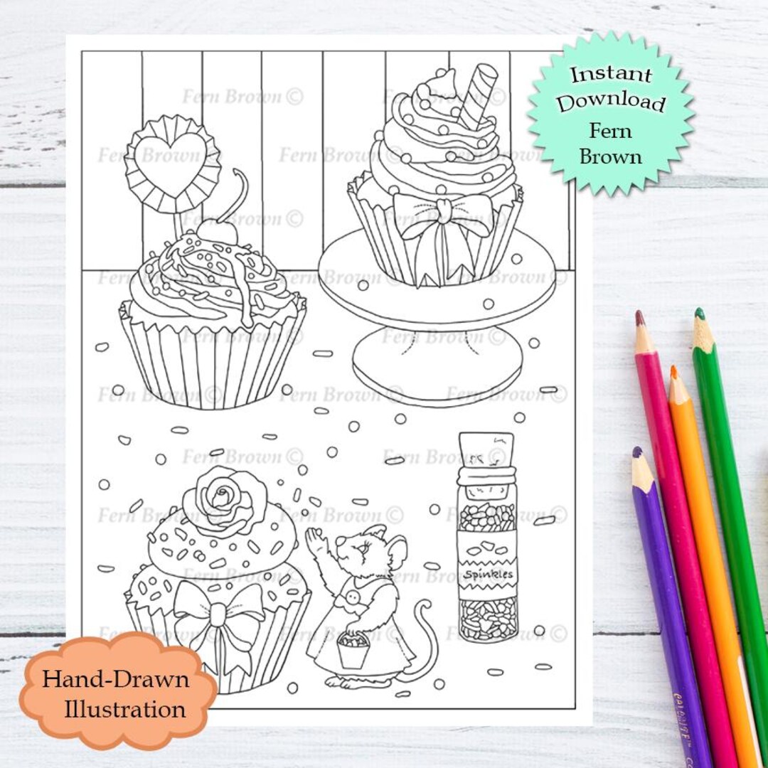 Mice, Food, Coloring Page, Animals, Line Art, Printable Download, Mouse ...