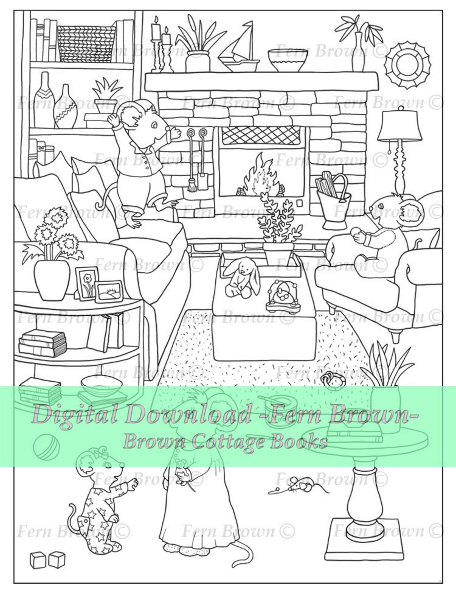 Adult Coloring Page, Mice, Line Art, Printable Download, Animals, Mouse ...